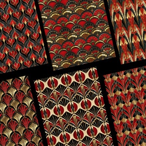 Red and Gold Art Deco Seamless Patterns, 20 Digital Papers, Art Deco ...