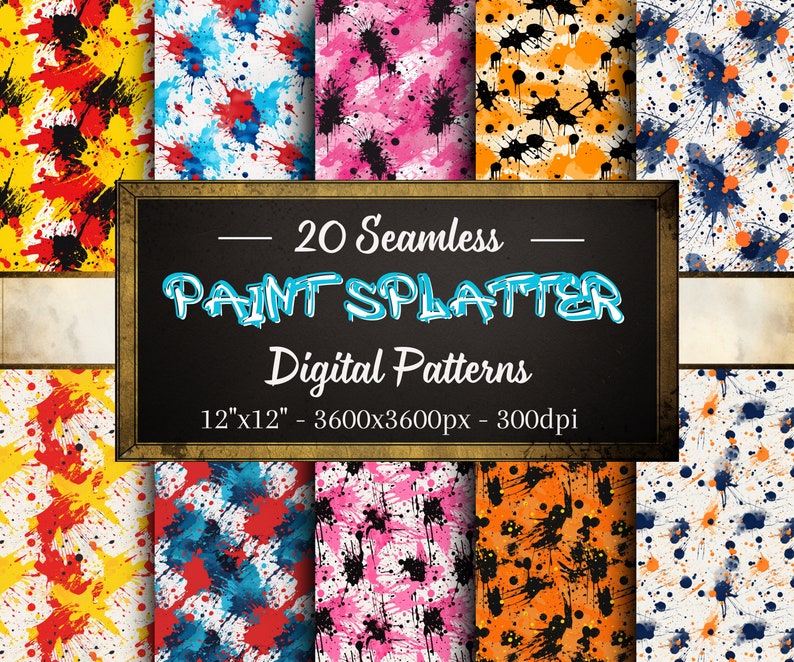 Paint Splatter Patterns 20 Paint Effect Seamless Digital - Etsy