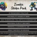 Zombies Sticker Pack, 40 Zombie Themed Digital Stickers, PNG Files ...