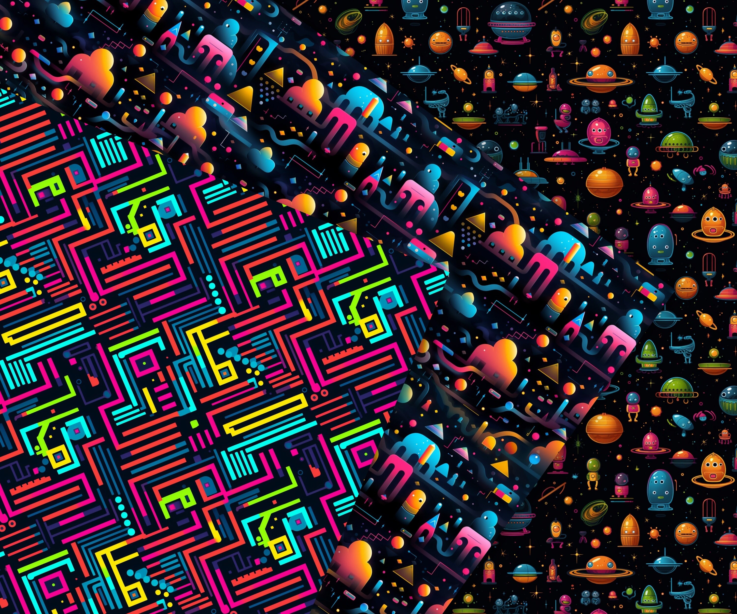 Retro Arcade Patterns, 20 Seamless Digital Papers, Classic Arcade ...