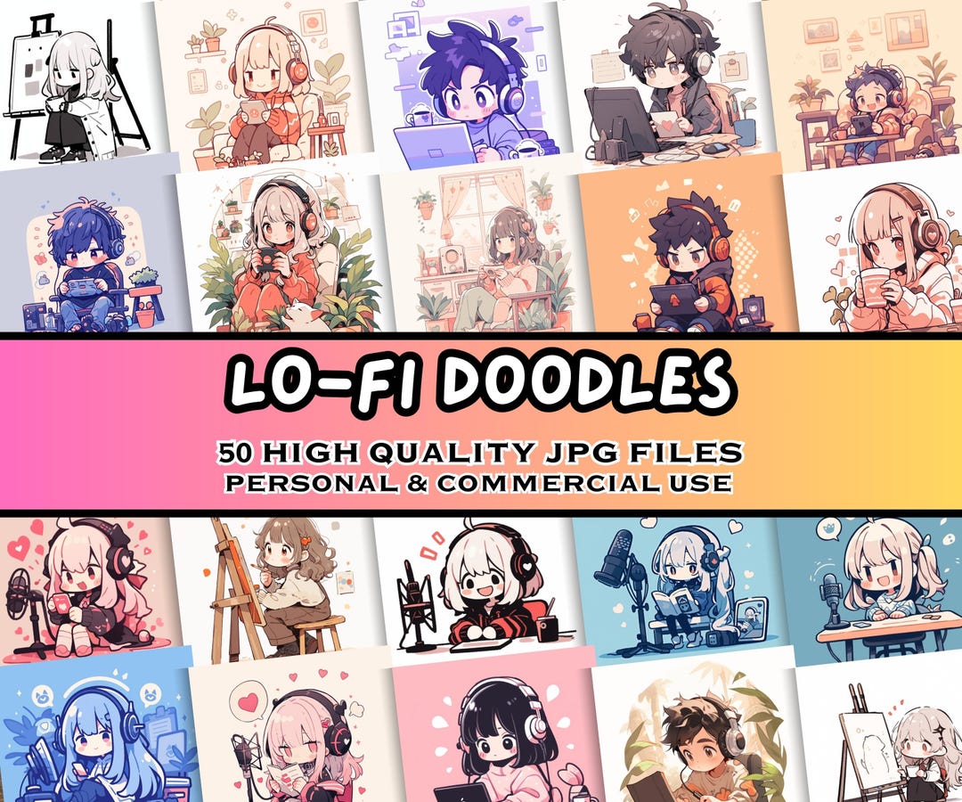Lo-fi Doodles, 50 Lo-fi Anime Doodles, Lo-fi Illustration Art Cards ...