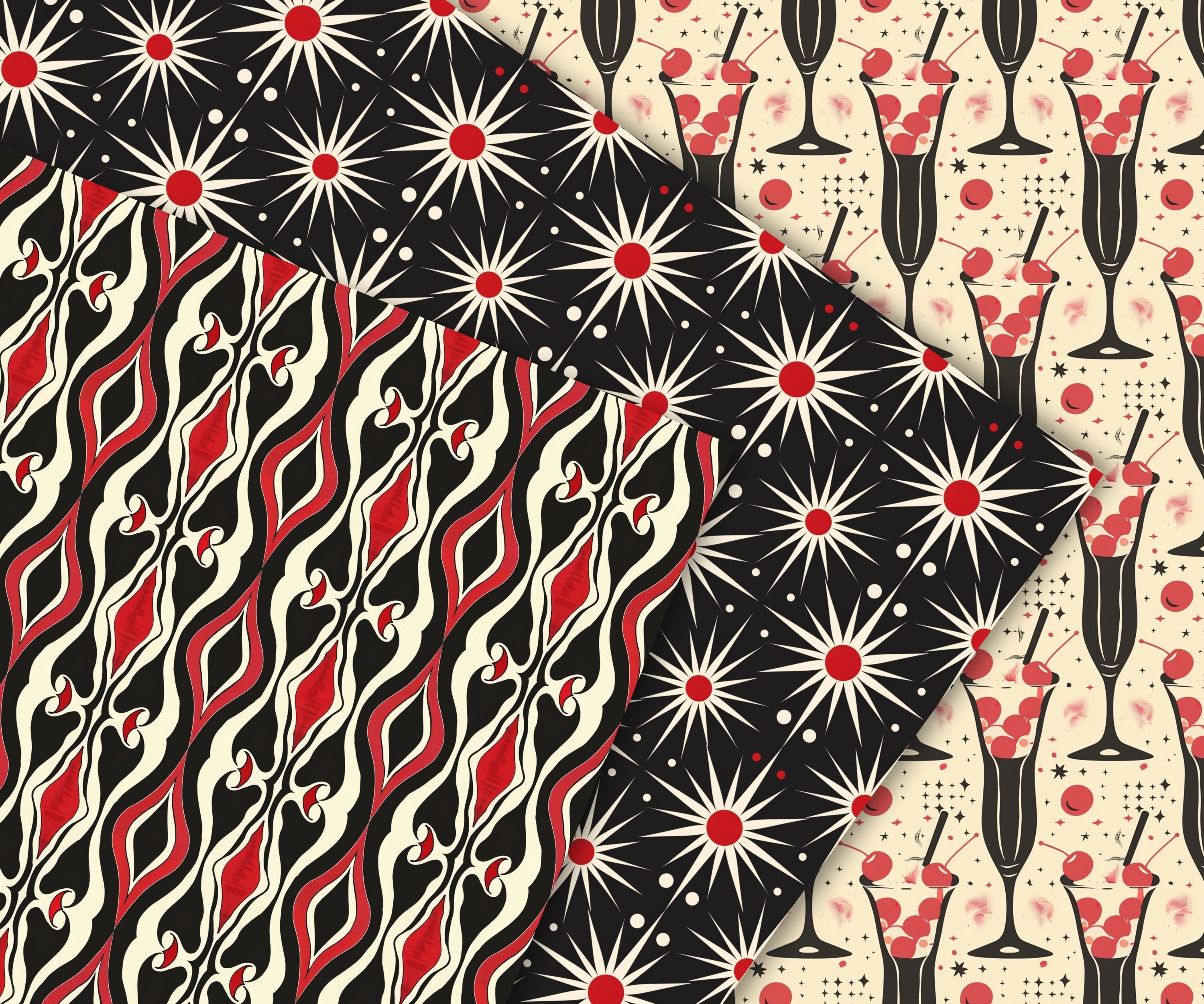 Rockabilly Seamless Patterns, 25 Rockabilly Digital Papers, Vintage ...