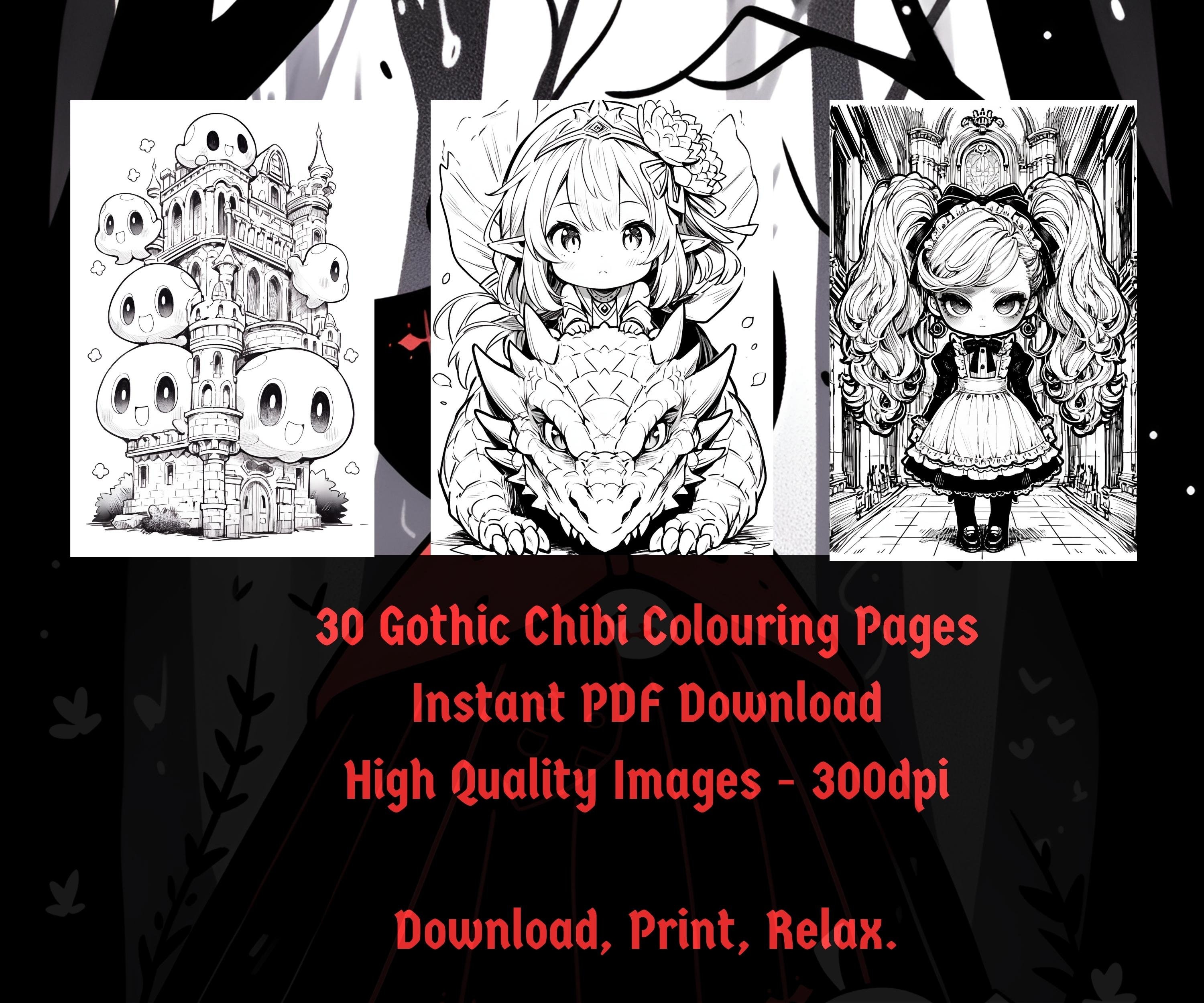 Chibi Colouring Pages, 30 Gothic Chibi Printable Colouring Pages ...