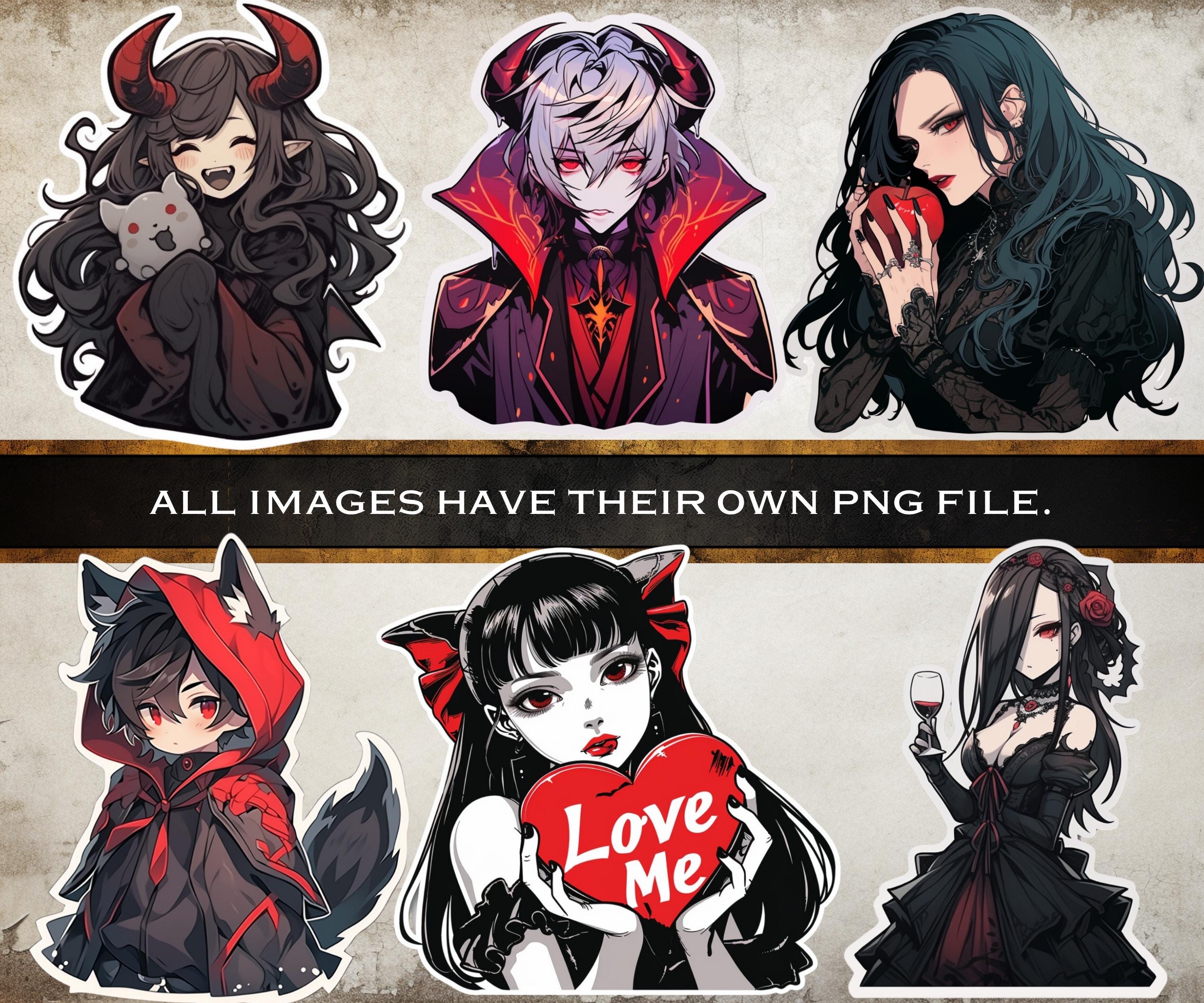 Anime Sticker Pack, 85 Gothic Anime Stickers, Gothic Stickers, Instant ...