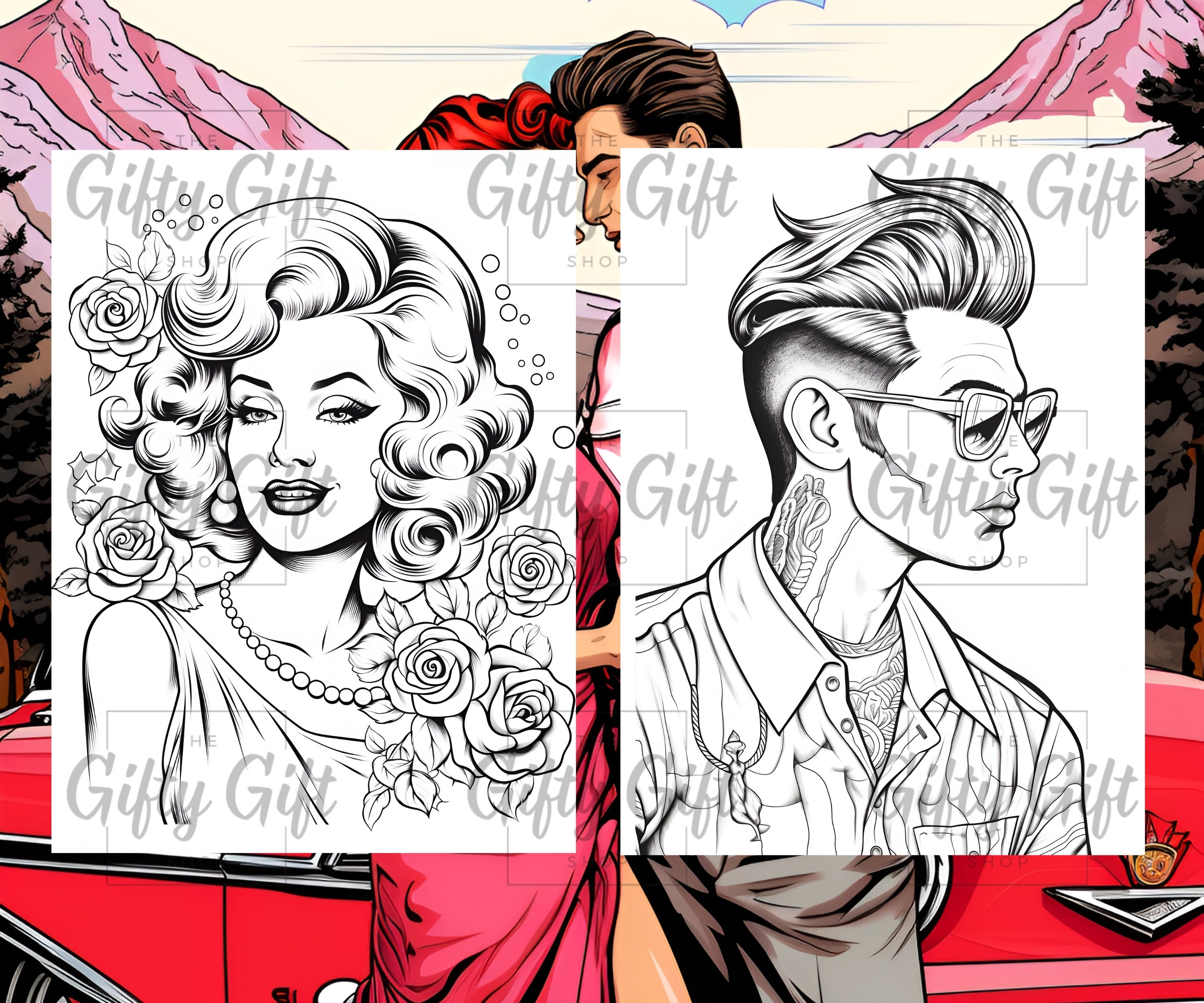 Rockabilly Colouring Book Volume 2, 40 Vintage Colouring Pages, Adults ...