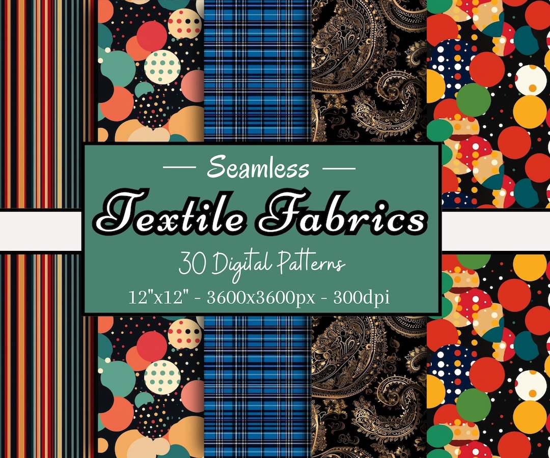 Textile Fabric Patterns, 30 Seamless Digital Papers of Fabric Patterns ...