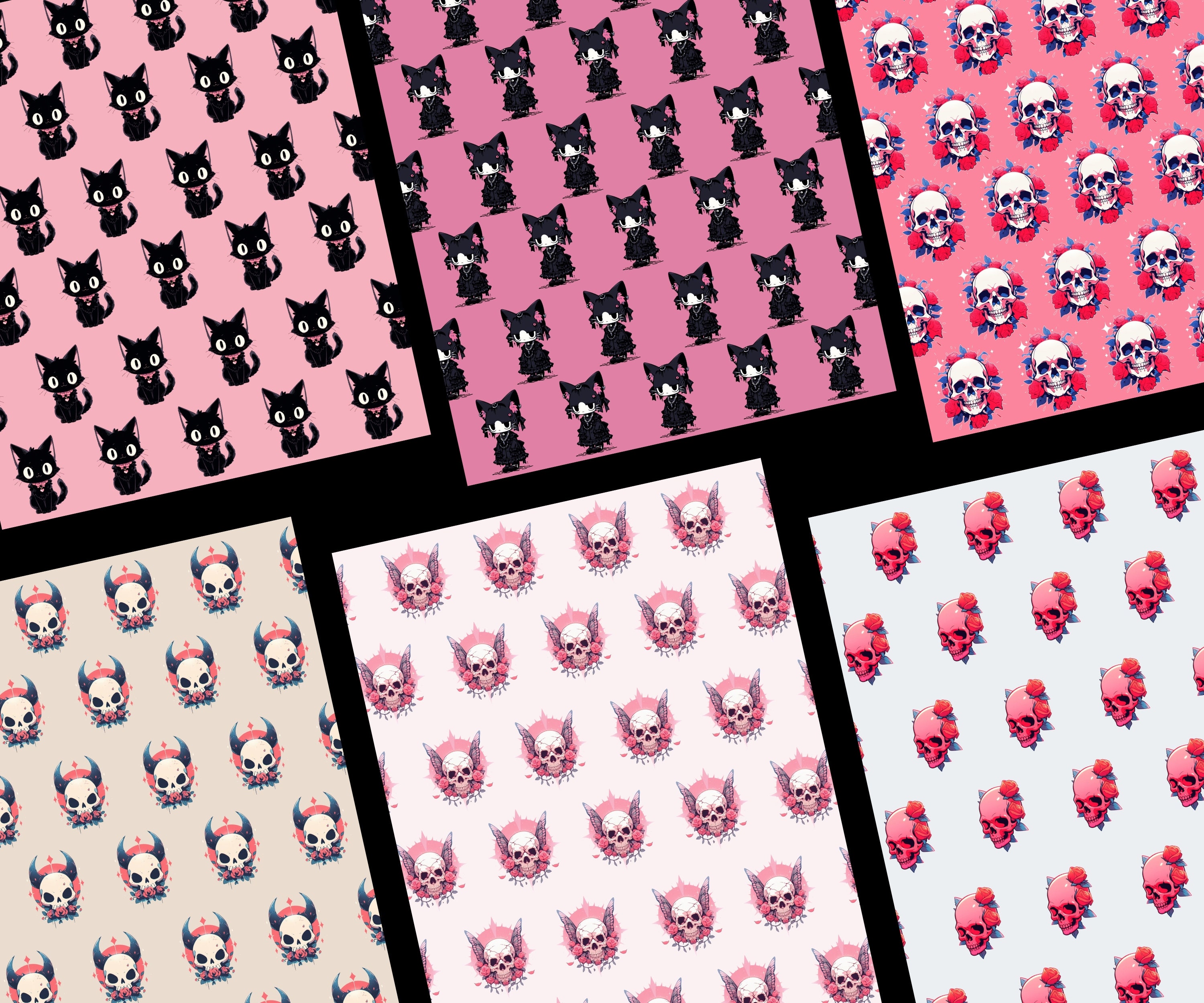 Gothic Doodle Patterns, 20 Fun Gothic Themed Seamless Digital Papers ...