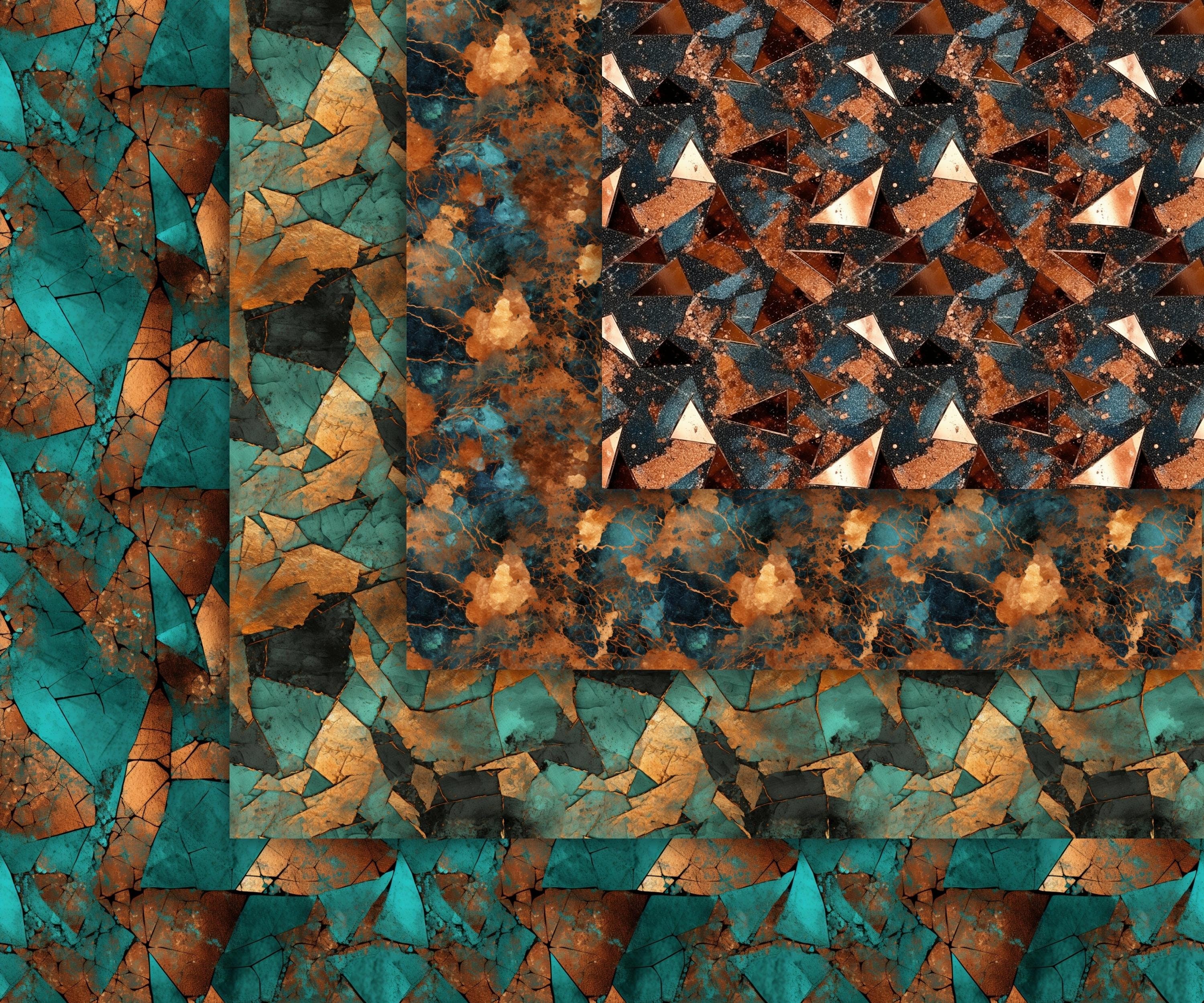Copper and Teal Digital Paper, 20 Seamless Patterns Distressed Grunge ...