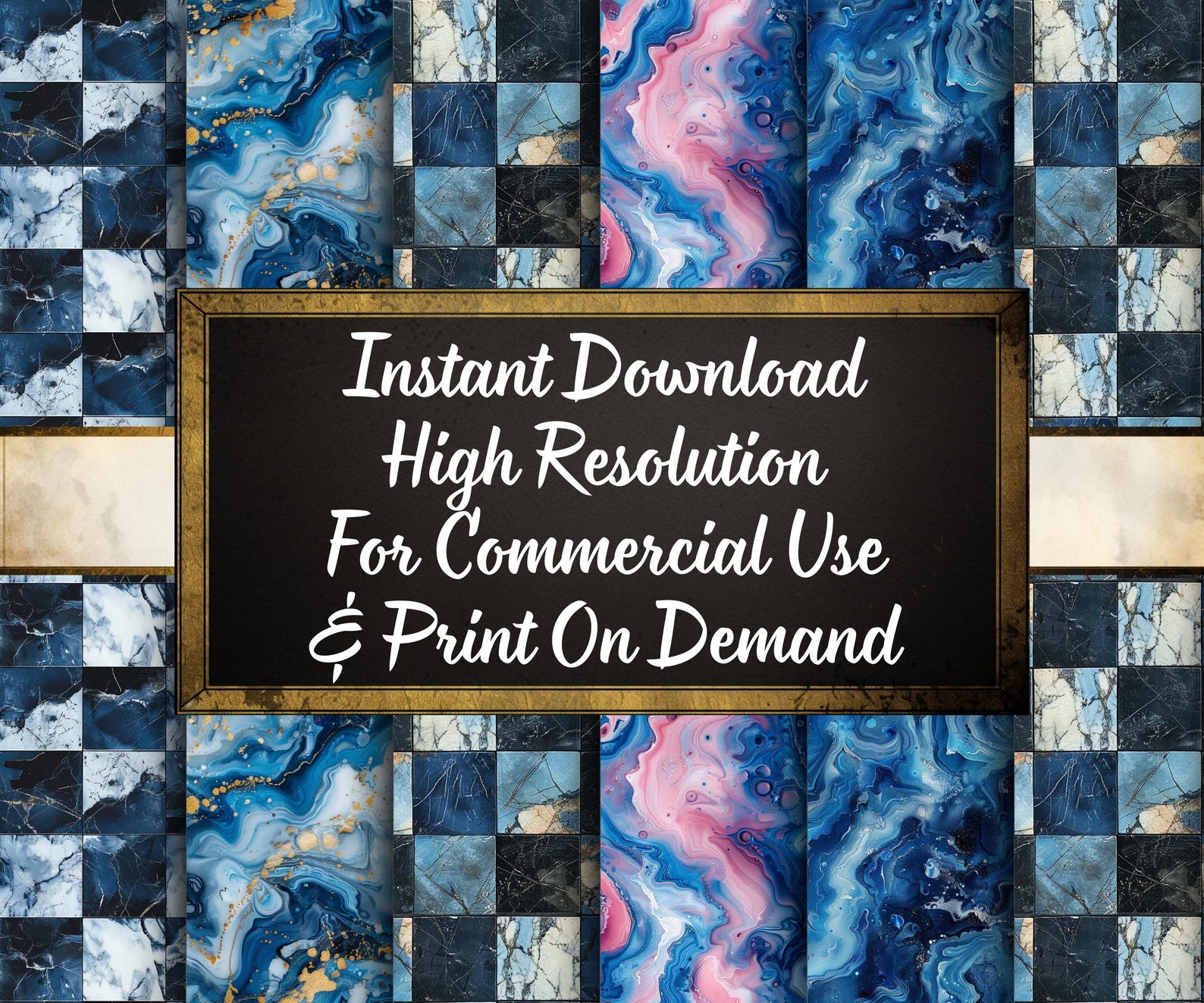 Blue Marble Digital Patterns, 20 Marble Seamless Papers, Blue Marble ...
