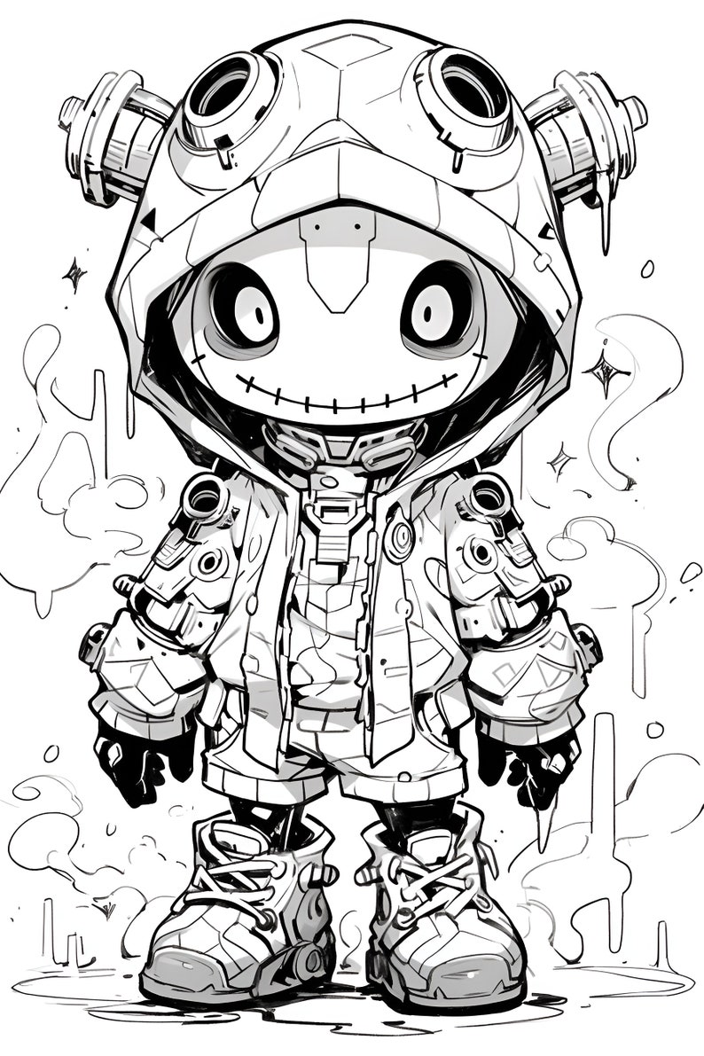 Gothic Chibi Colouring Pages 30 Creepy Chibi Kawaii and Anime - Etsy