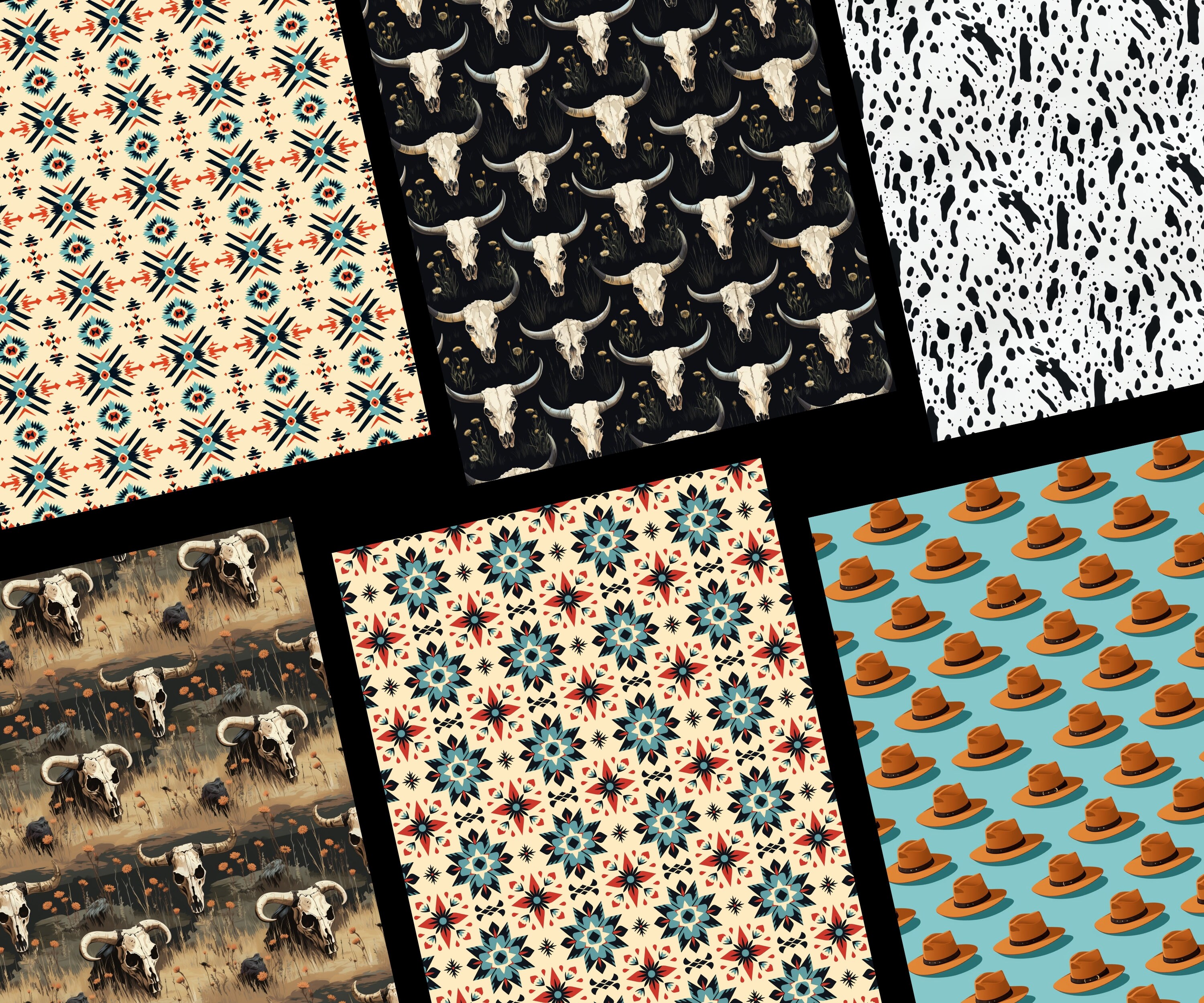 Wild West Patterns, 25 Western Themed Seamless Digital Papers, Instant ...