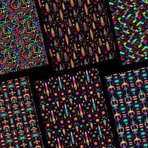 Retro Arcade Patterns, 20 Seamless Digital Papers, Classic Arcade ...