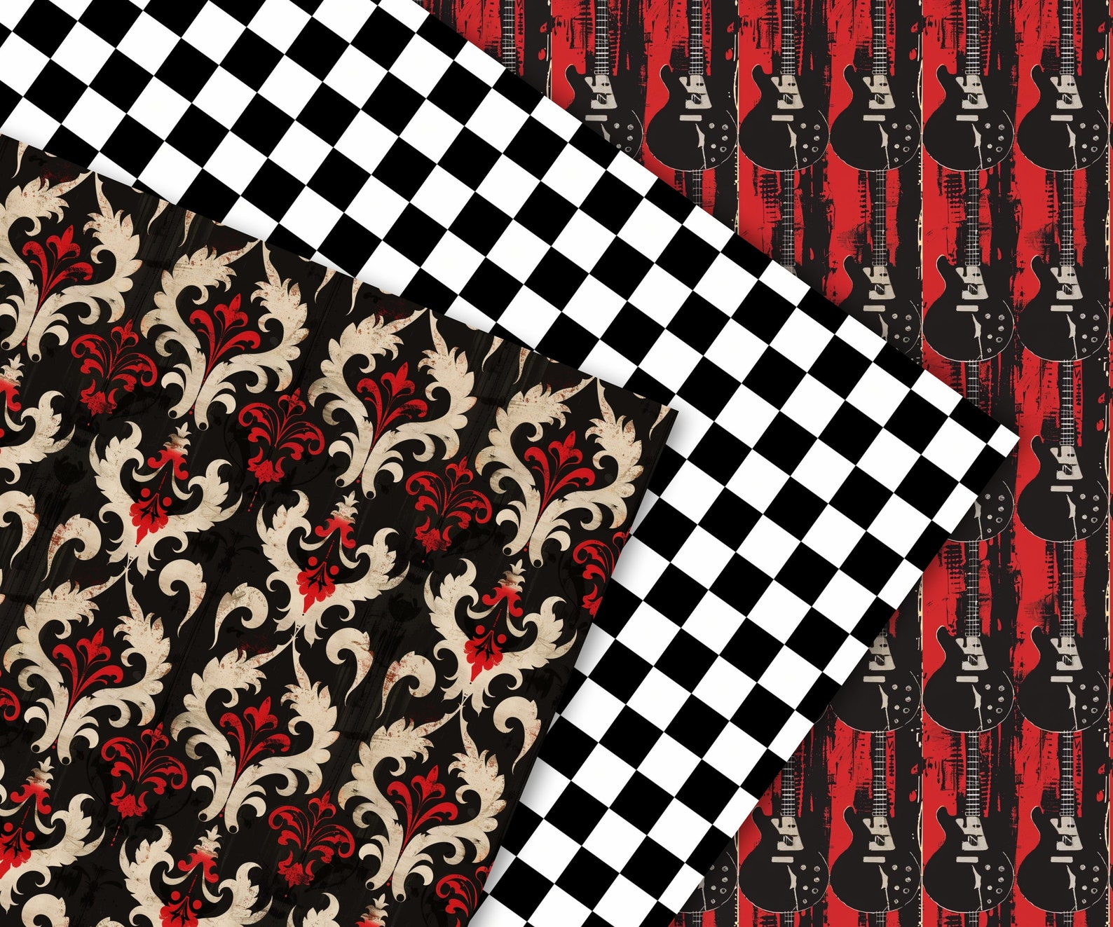 Rockabilly Seamless Patterns, 25 Rockabilly Digital Papers, Vintage ...