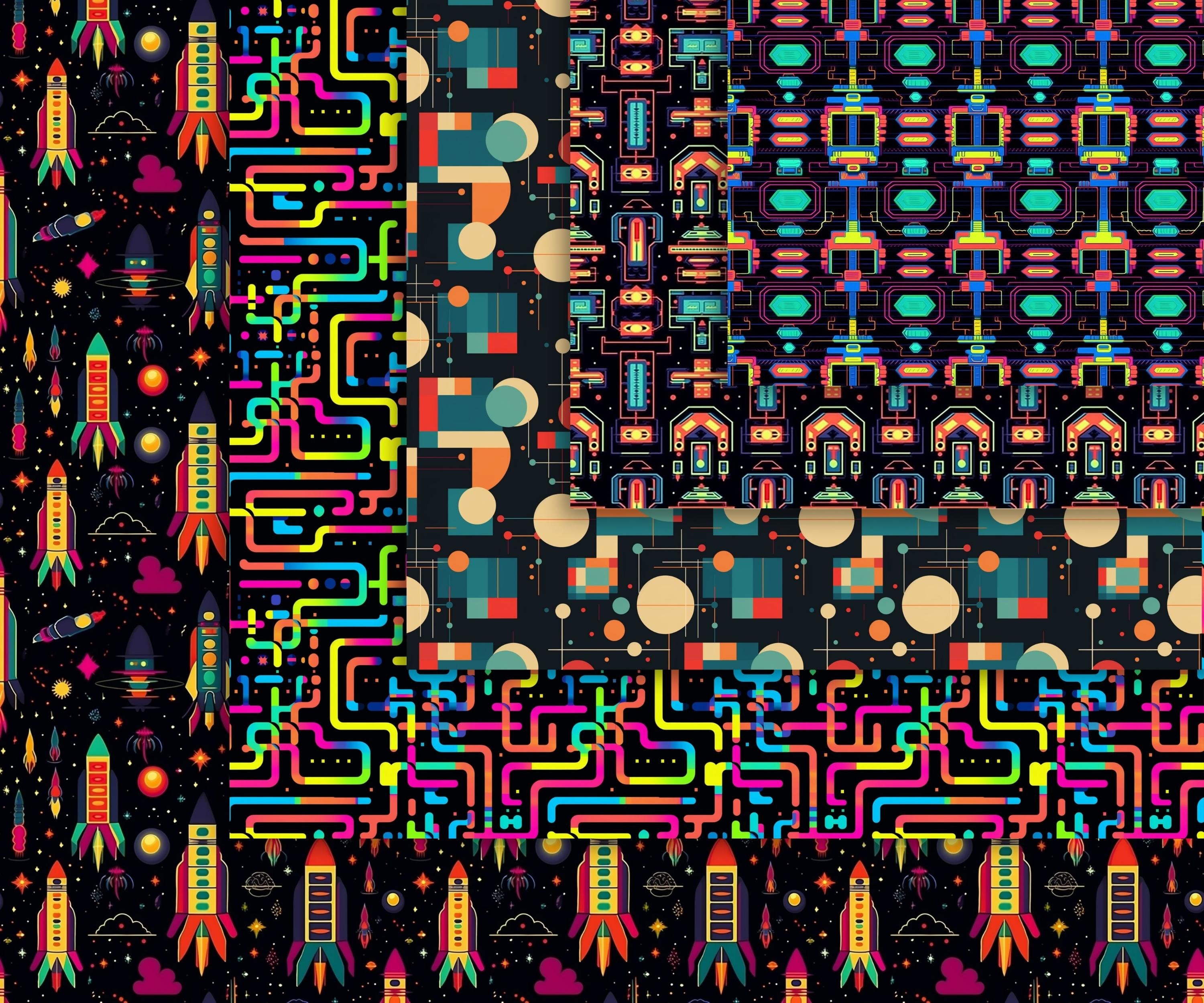 Retro Arcade Patterns, 20 Seamless Digital Papers, Classic Arcade ...