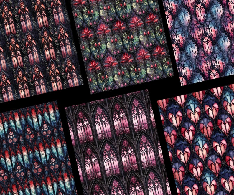 Watercolour Gothic Digital Paper, 20 Seamless Gothic Patterns in ...