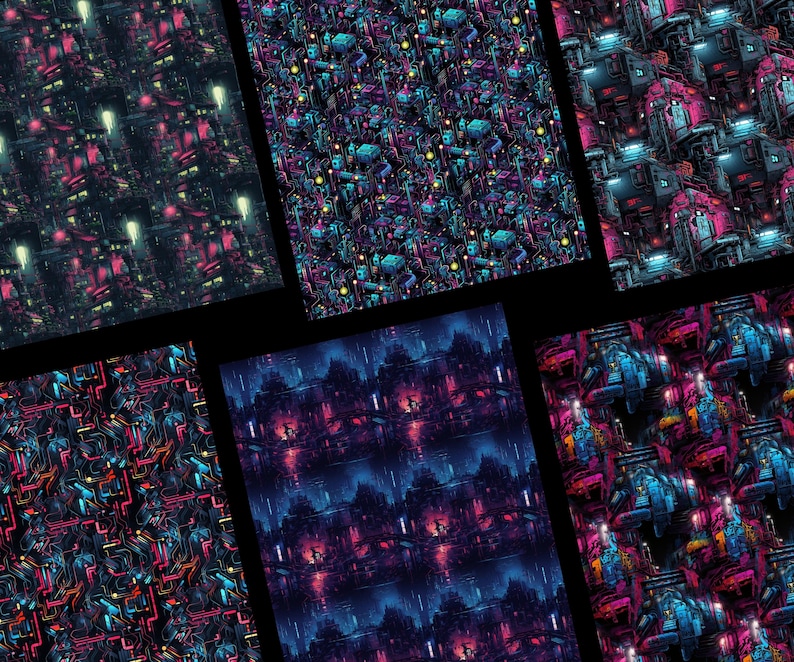 Cyberpunk Patterns 20 Cyberpunk Seamless Digital Papers - Etsy Australia