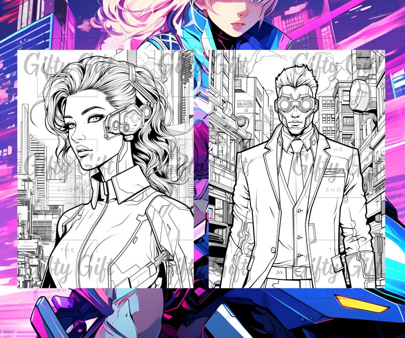 Cyberpunk Colouring Book, 40 Printable Colouring Pages for Adults and ...