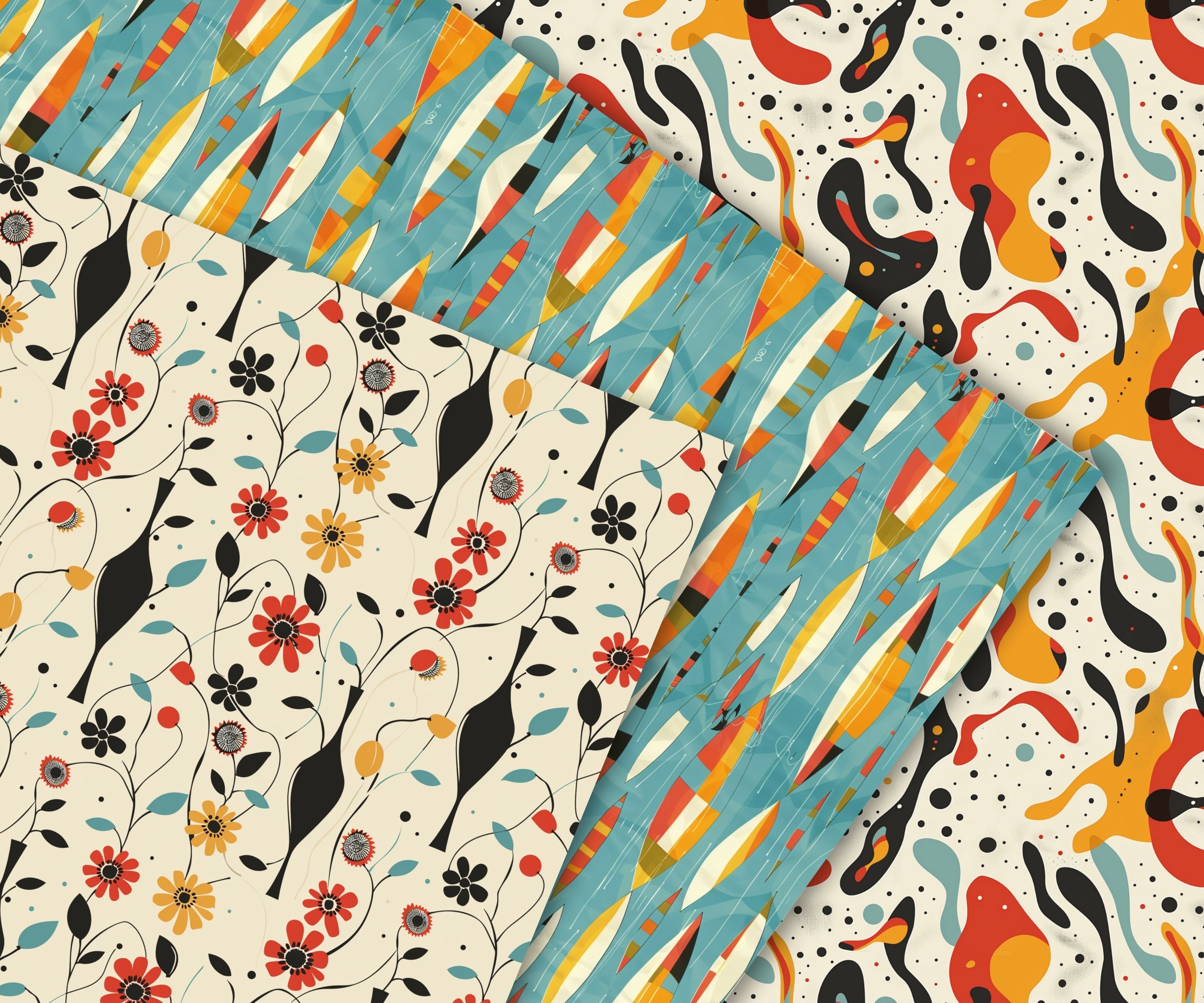 1950's Digital Patterns, 22 Seamless Digital Papers of Classic 1950's ...