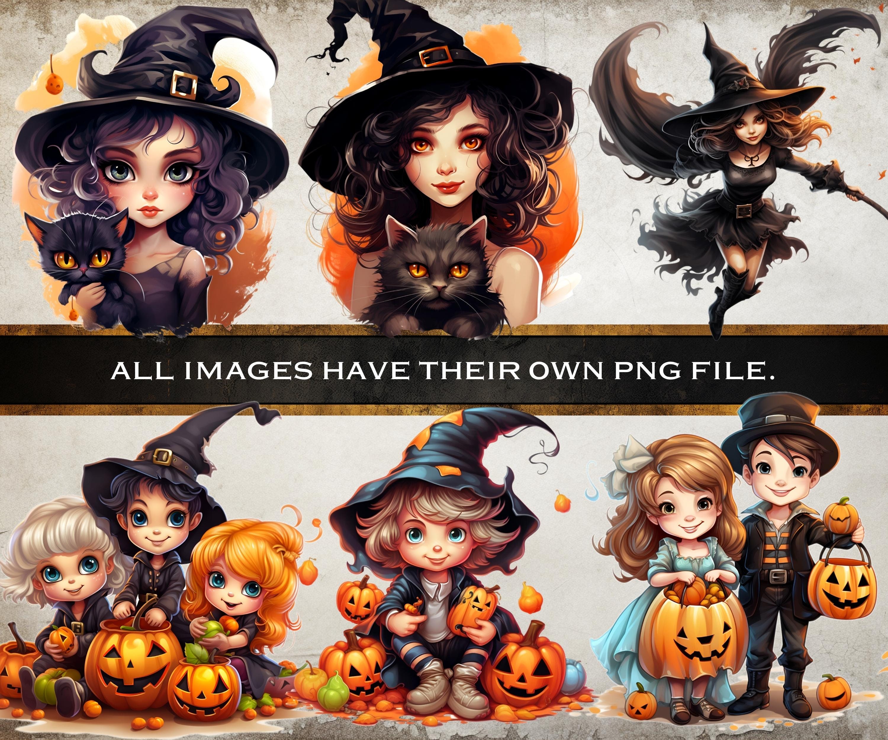 Halloween Clipart - 25 Transparent PNG Files - Instant Download for ...