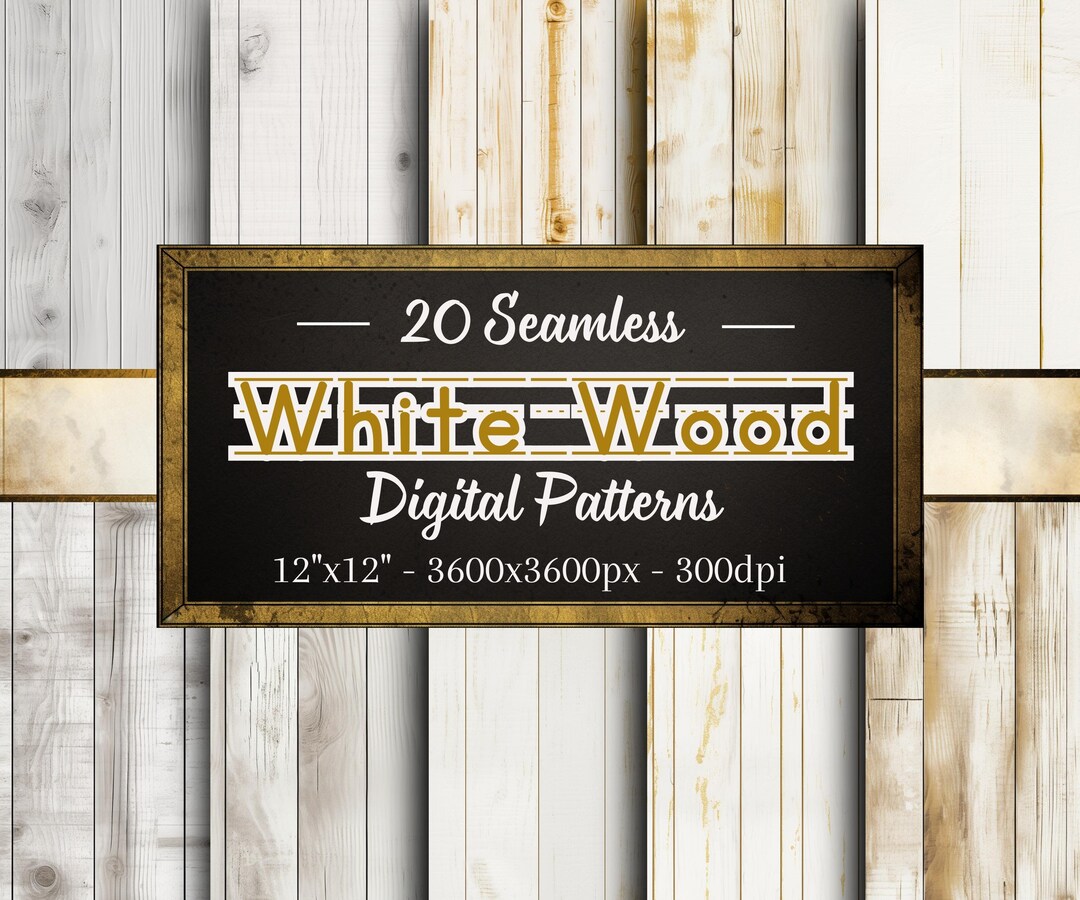 White Wood Patterns, 20 Seamless Digital Papers of Wood Grain, Instant ...