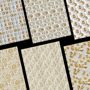 White and Gold Seamless Patterns, 30 Digital Papers, White and Gold ...