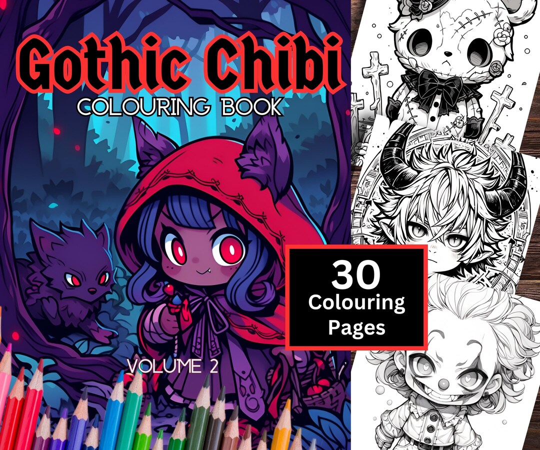 Gothic Chibi Colouring Book, 30 Creepy Chibi & Kawaii Colouring Pages ...