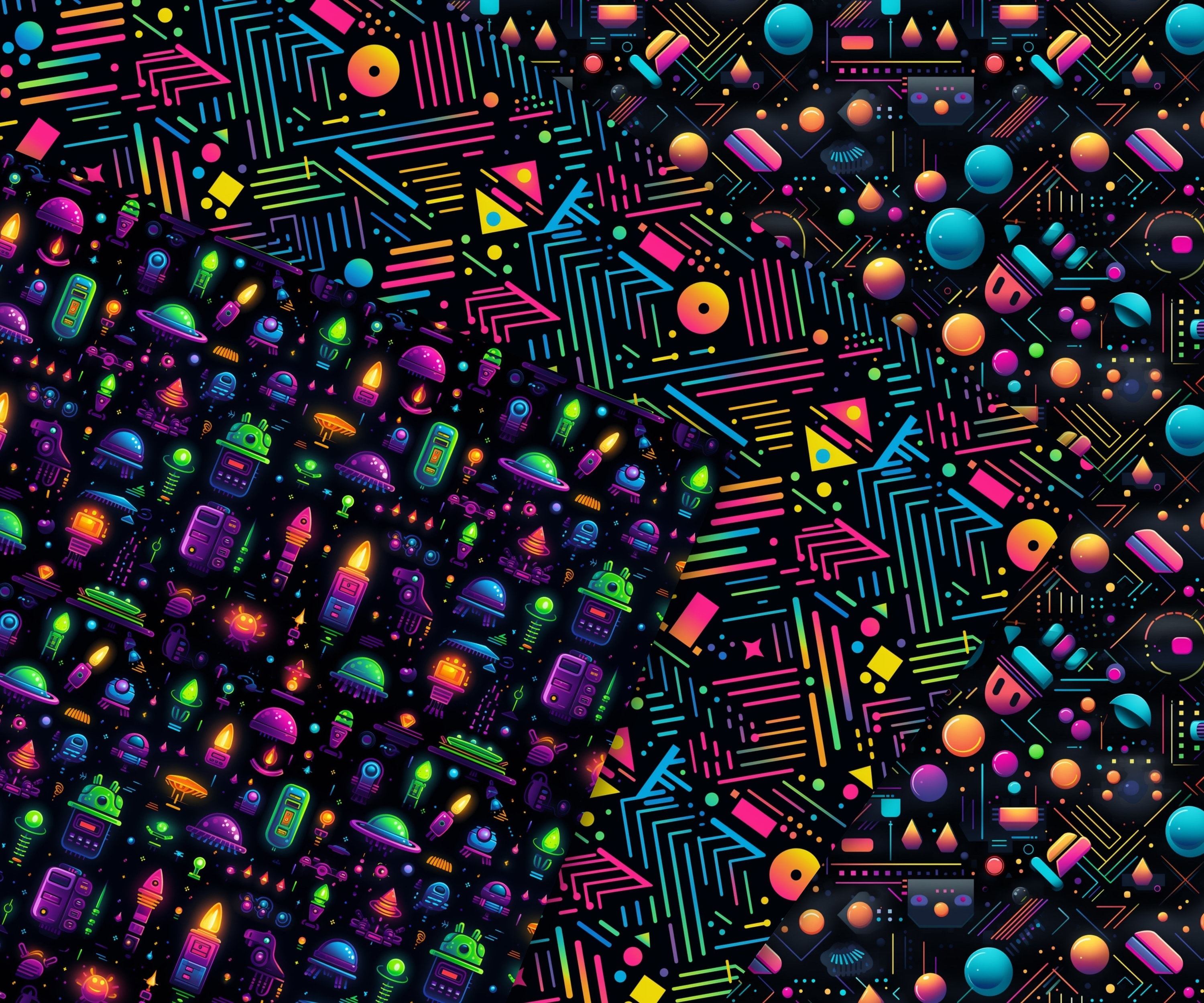 Retro Arcade Patterns, 20 Seamless Digital Papers, Classic Arcade ...