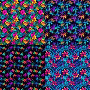 Hawaiian Shirt Seamless Patterns, 20 Digital Papers of Vibrant Tropical ...