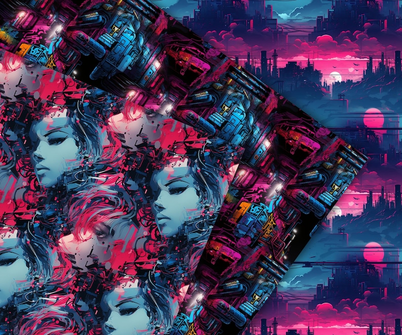Cyberpunk Patterns 20 Cyberpunk Seamless Digital Papers - Etsy
