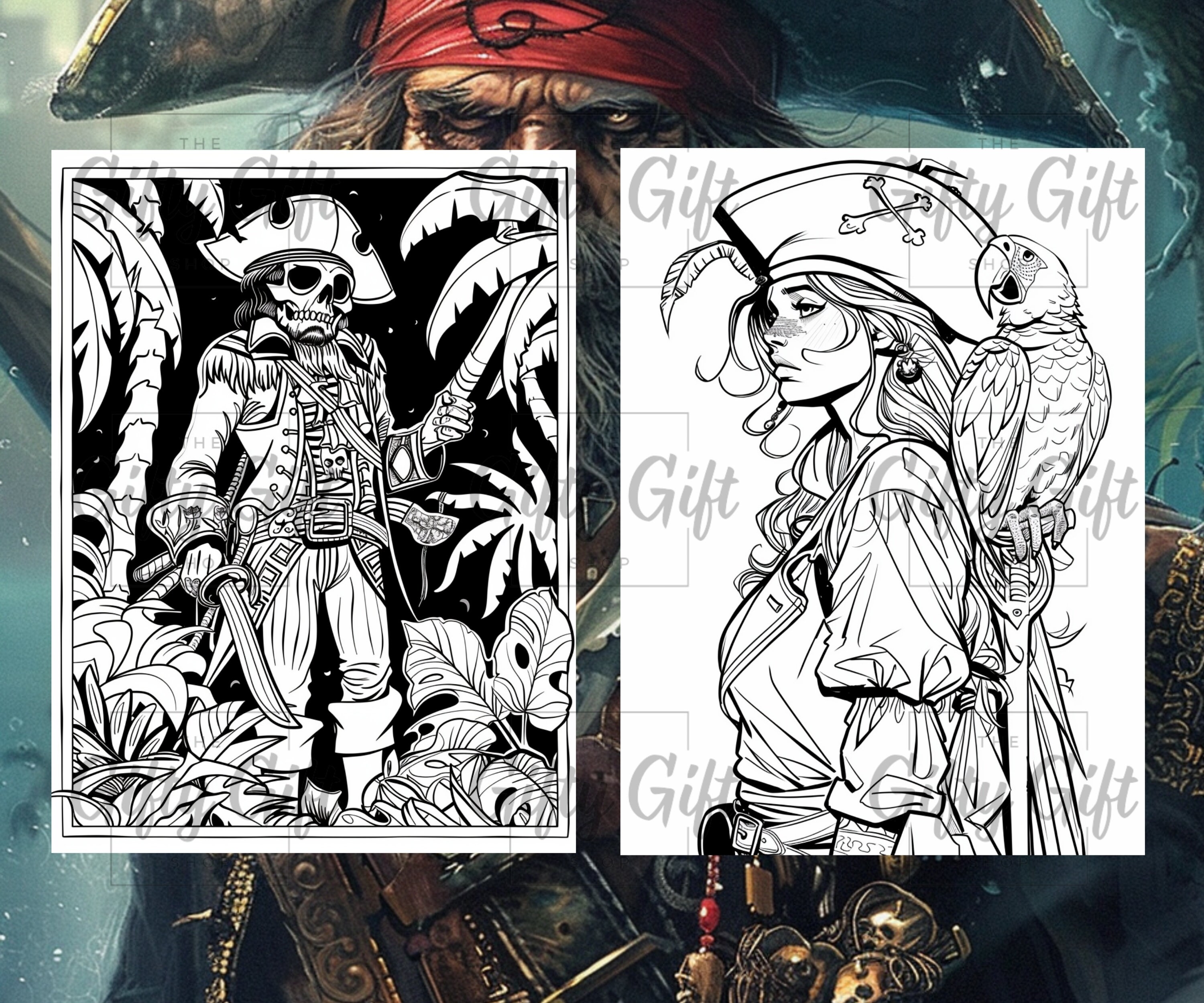 Pirates Colouring Book, 45 Swashbuckling Adventure Colouring Pages ...
