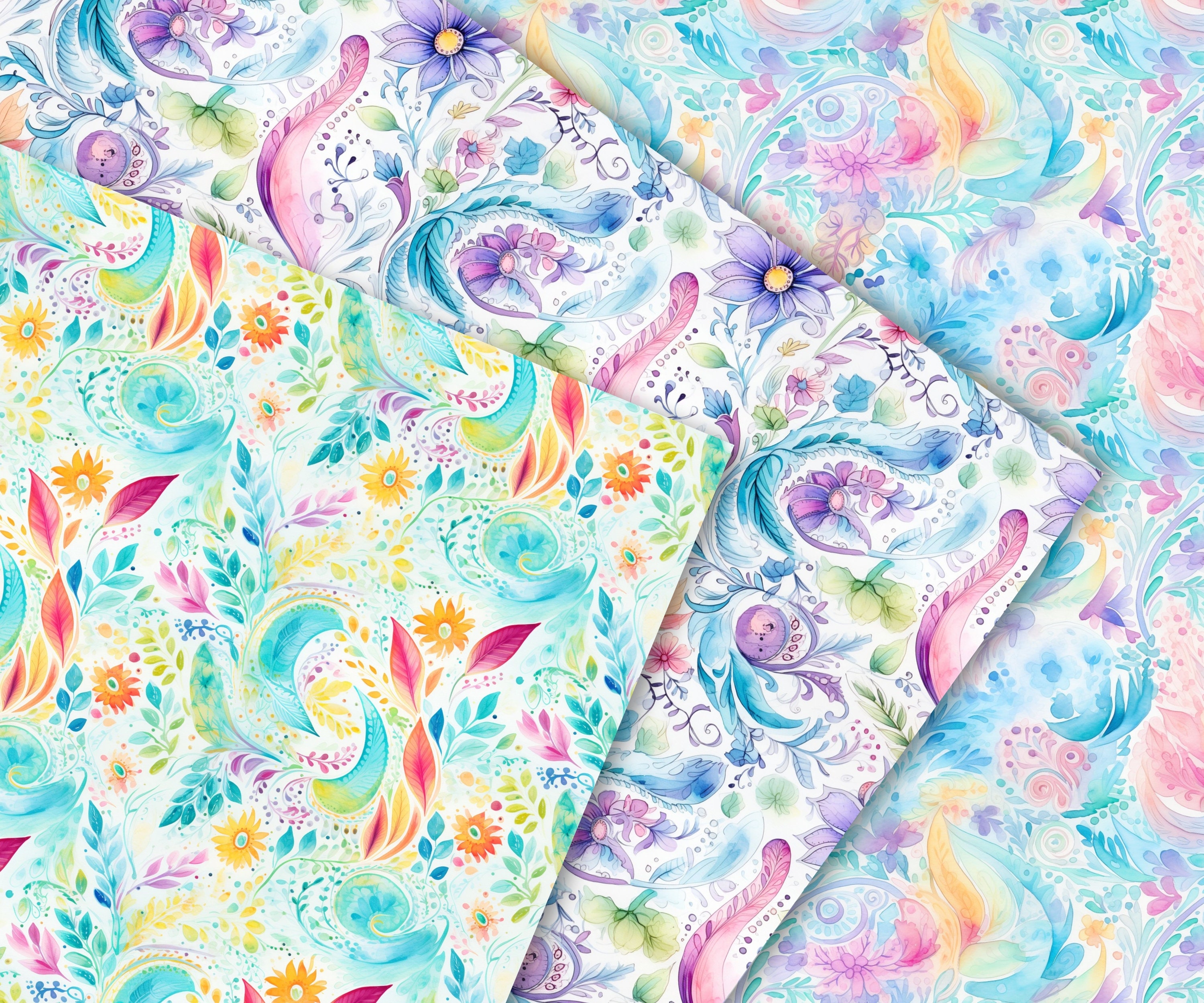 Watercolour Paisley Patterns, 20 Paisley Seamless Digital Papers ...