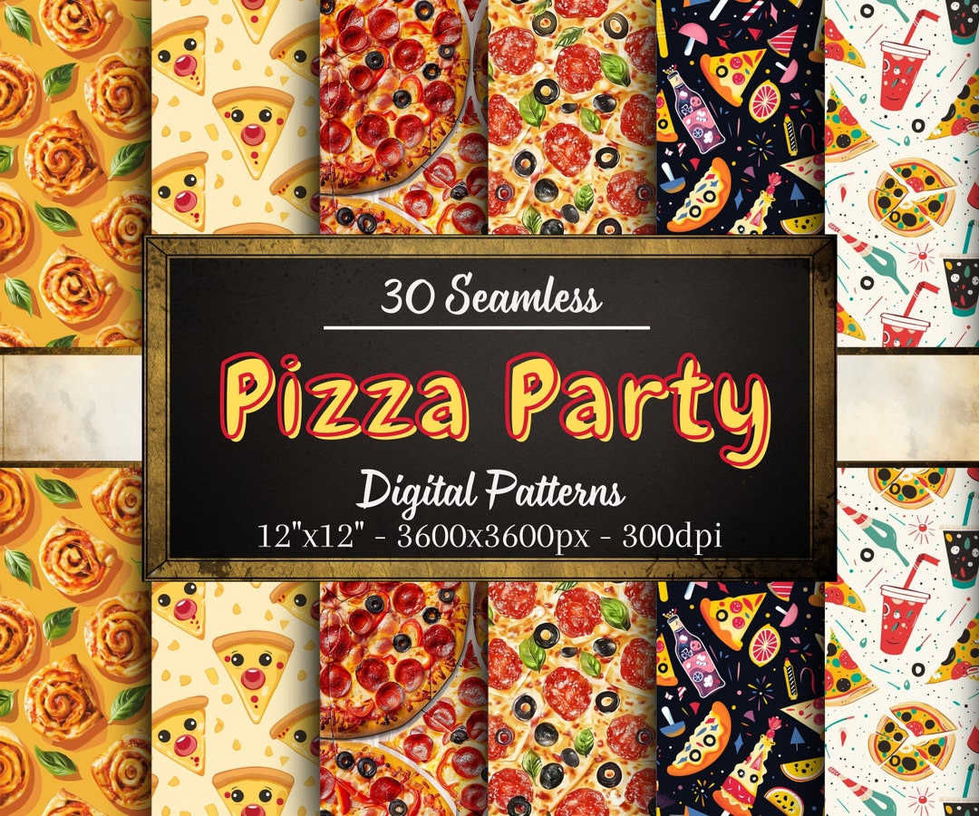 Pizza Party Seamless Patterns, 30 Pizza Themed Digital Papers, Instant ...