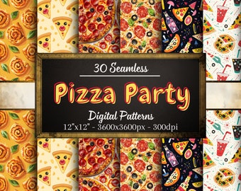 Pizza Party Digital Papers - Etsy