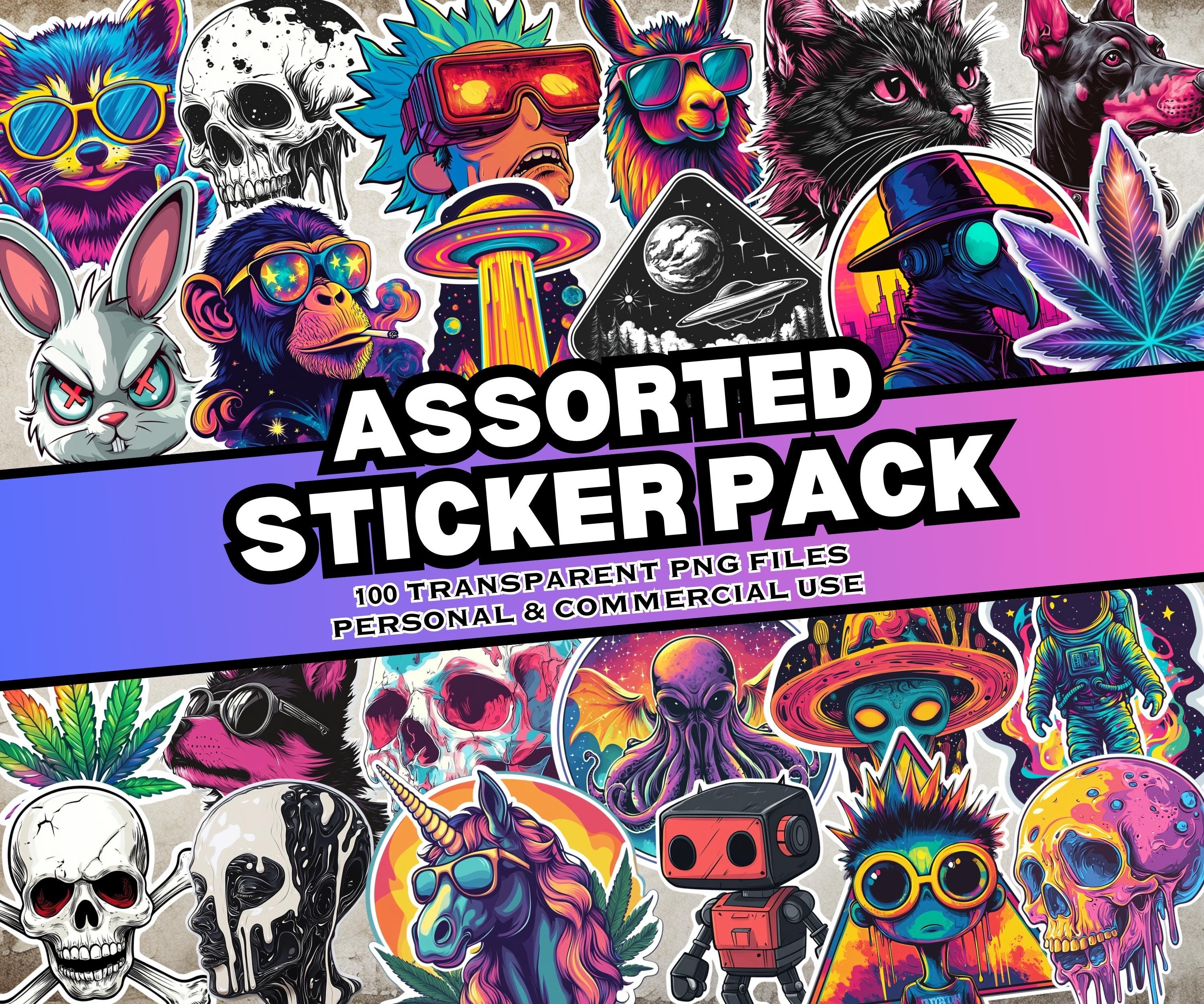 Assorted Sticker Pack, 100 Stickers Mega Pack, Cool Sticker Pack ...