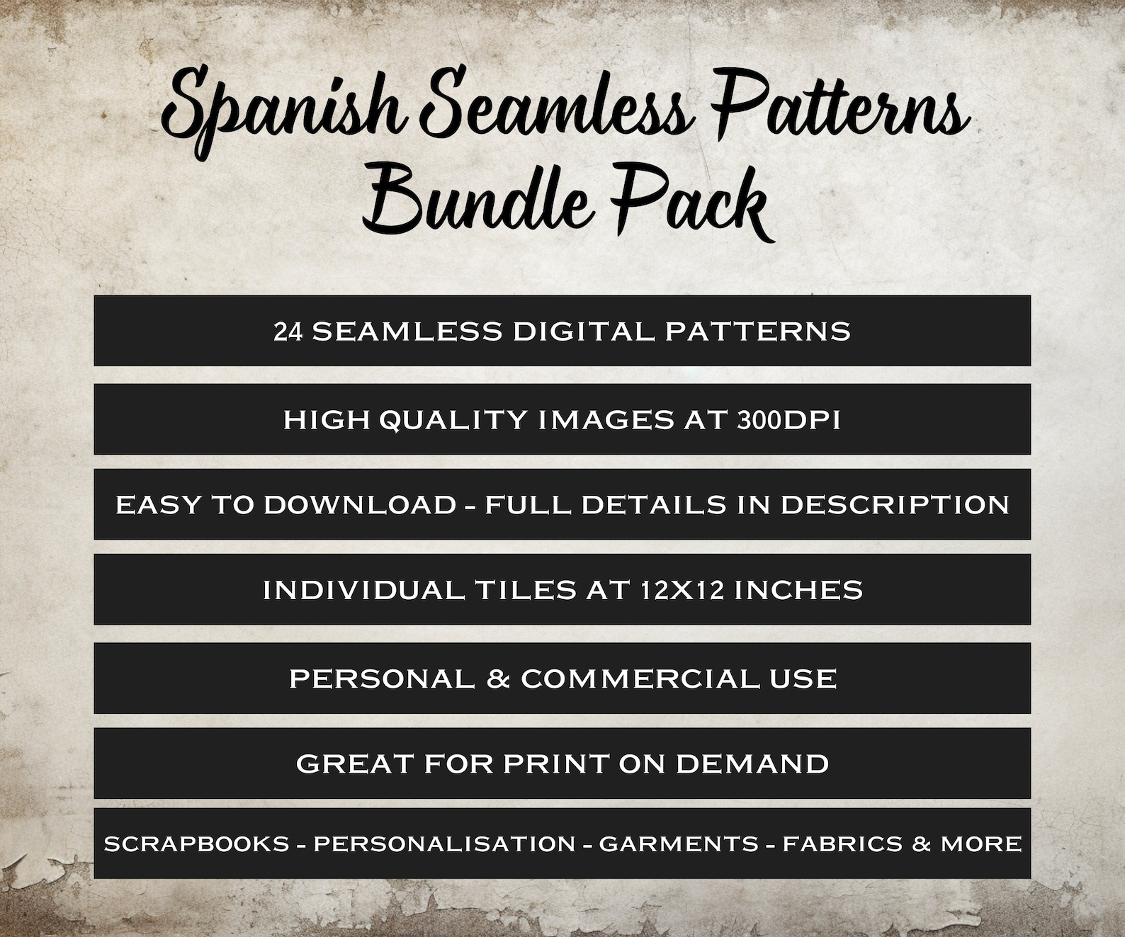 Spanish Seamless Patterns, 24 Spain Themed Digital Papers, Espanola ...
