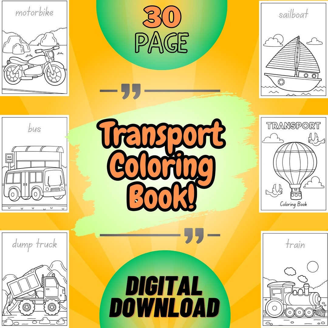 Transport Coloring Book, Vehicle Coloring Book, Kids Book, Coloring ...