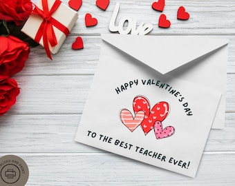 Printable Valentine's Card for Teacher Instant Download Rainbow Card ...