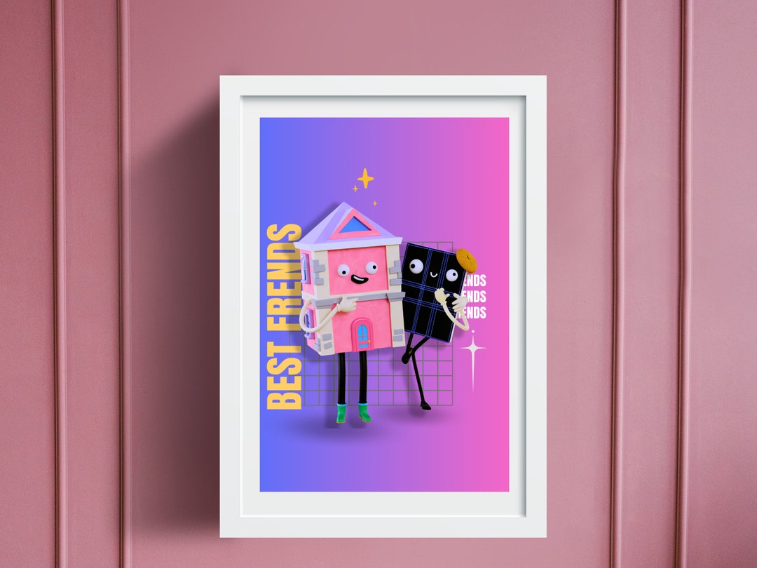The Best Friends 3D Wall Art Wall Print Poster, Aesthetic Home Decor ...