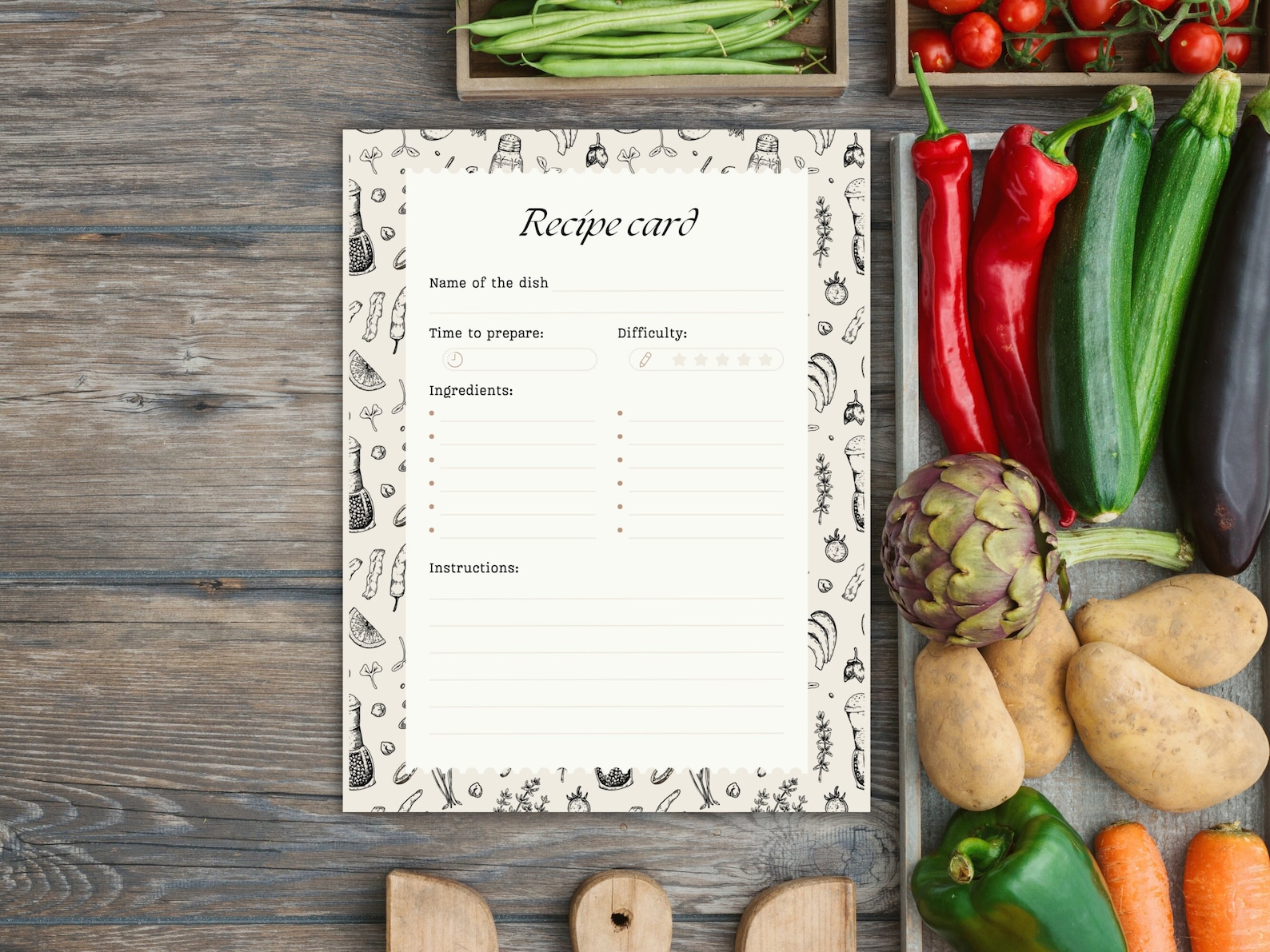 Printable Recipe Sheet Template, Recipe Book Template, Digital Recipe ...