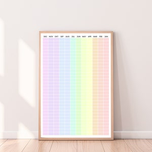 Annual Year at a Glance Planner, Wall Calendar Printable, Large Yearly ...