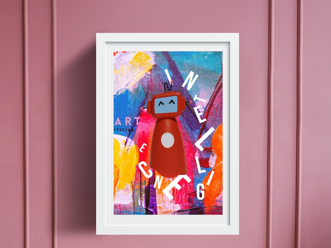 Artificial Intelligence Cute 3D Wall Art With Robot Printable Poster ...