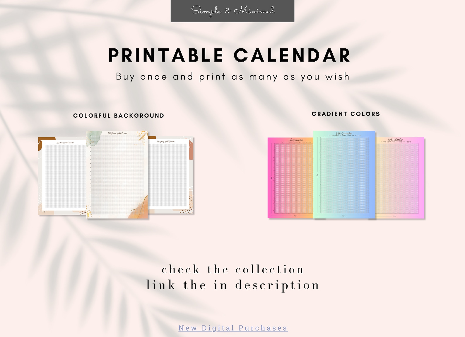 Life Calendar / A 100-week-year Human Life in Weeks / Printable Digital ...