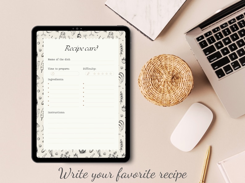 Printable Recipe Sheet Template, Recipe Book Template, Digital Recipe ...