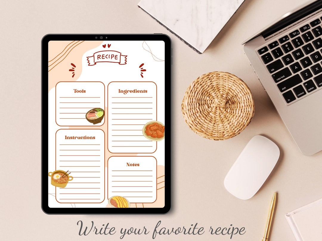 Printable Recipe Sheet Template, Recipe Book Template, Digital Recipe ...