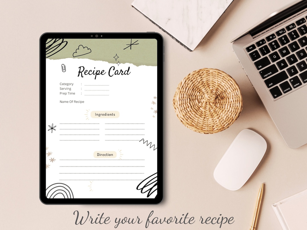Printable Colorful Recipe Sheet Template, Recipe Book Template, Digital ...