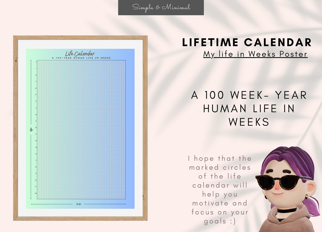 Life Calendar / A 100-week-year Human Life in Weeks / - Etsy