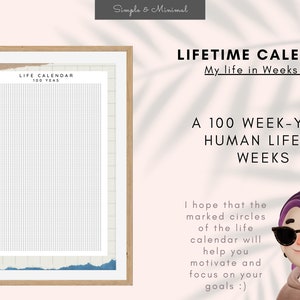Life Calendar / A 100-week-year Human Life in Weeks / Printable Digital ...