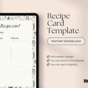 Printable Recipe Sheet Template, Recipe Book Template, Digital Recipe ...
