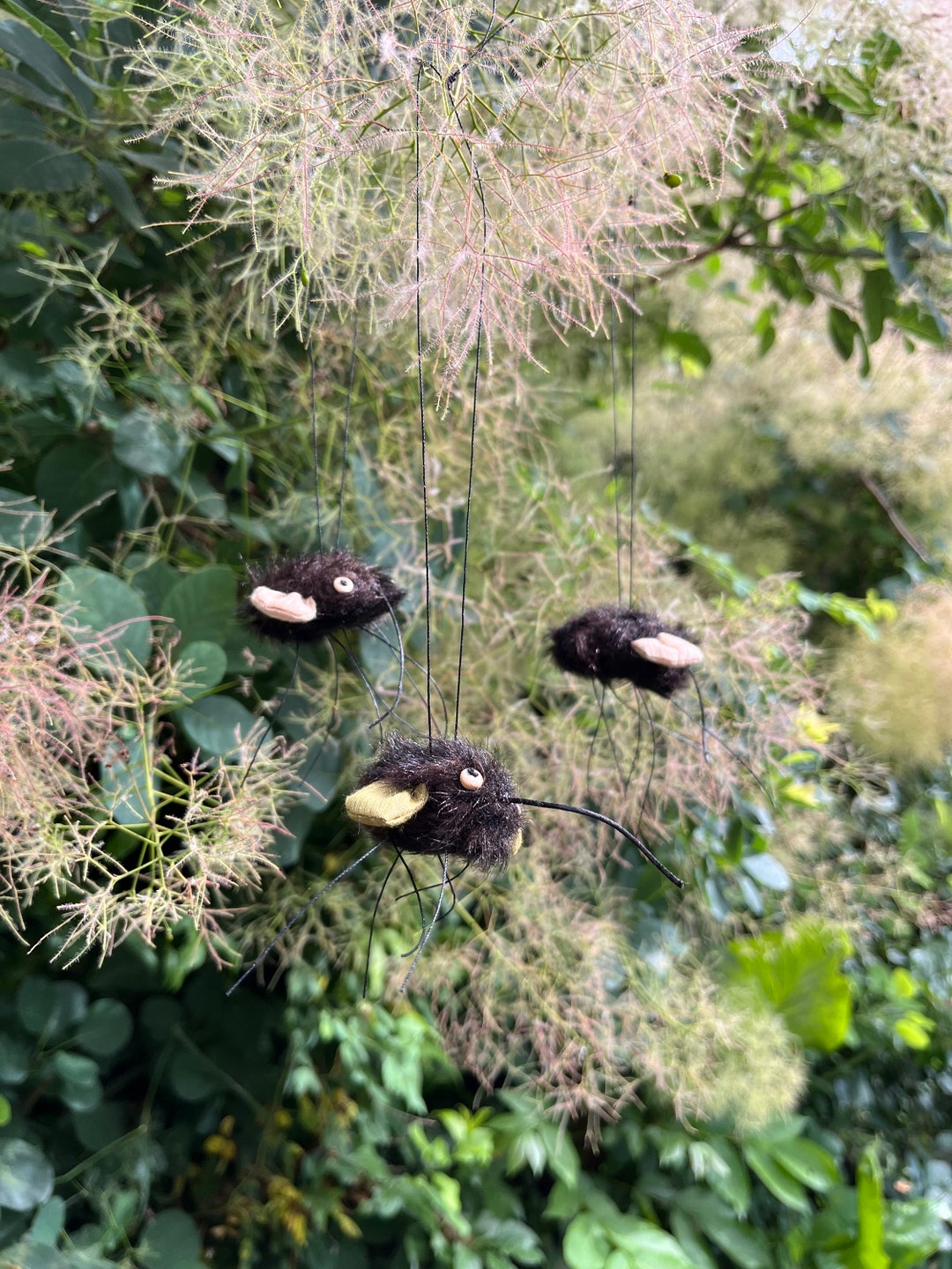 Black Furry Little Bee Fly on String, Furry Bugs - Etsy