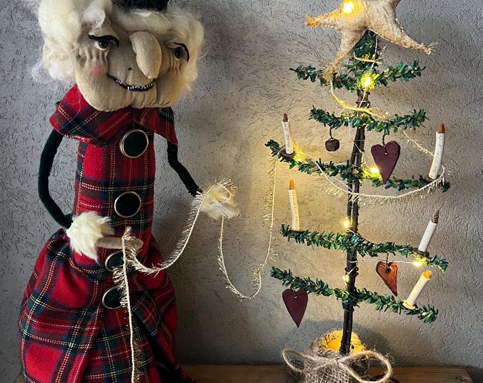Handmade Yule Elf Rag Doll With Lighted Tree - 15 In - Etsy